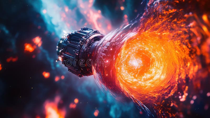 Space Station Floating in the Vastness of a Galaxy Stock Photo - Image ...