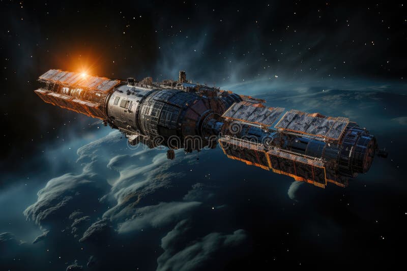 Space Station Harnessing Solar Energy from the Sun Stock Image - Image ...