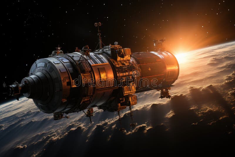 Space Station Harnessing Solar Energy from the Sun Stock Image - Image ...