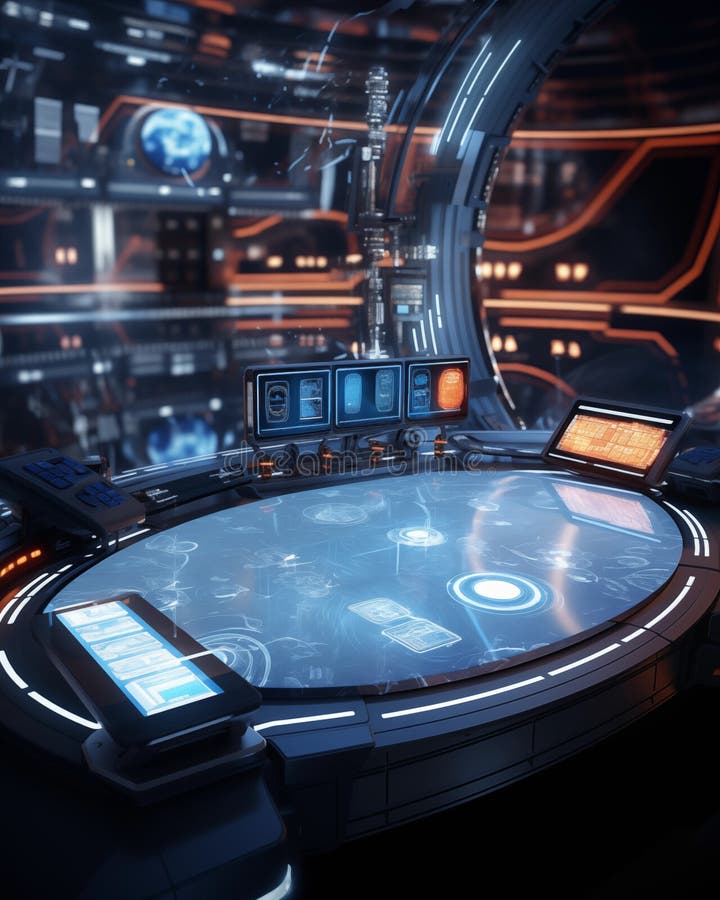 Space-station Interface with Glass Control Decks Stock Illustration ...