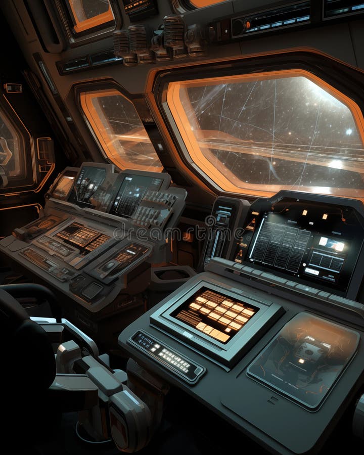 Space-station Interface with Glass Control Decks Stock Illustration ...