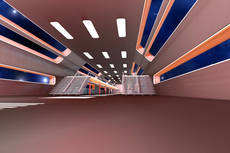 Space station Interior stock illustration. Illustration of light - 34621755
