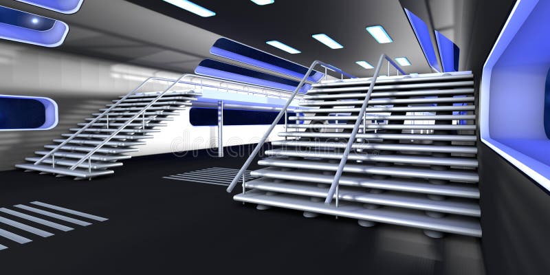 Space station Interior stock illustration. Illustration of passage ...