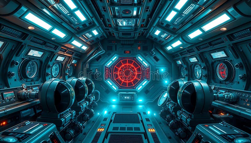 Space Station Interior Futuristic Design Technology Generative AI Stock ...