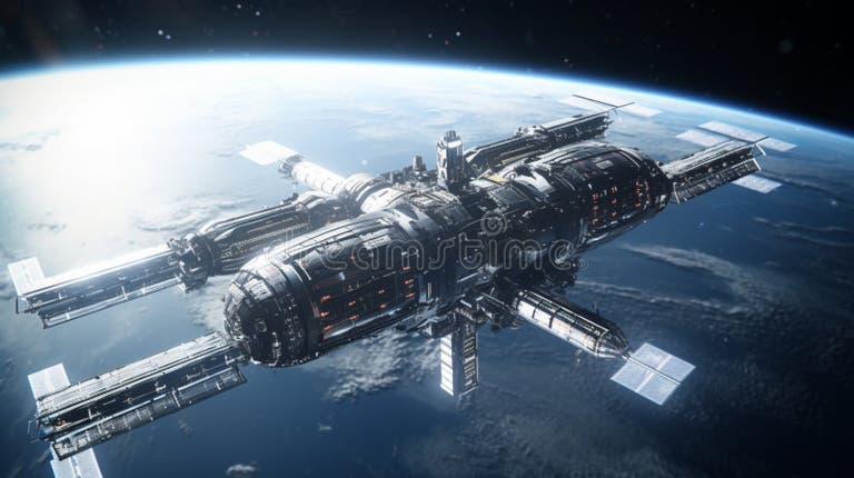 A Space Station with Interstellar Birthday Expedition Stock ...