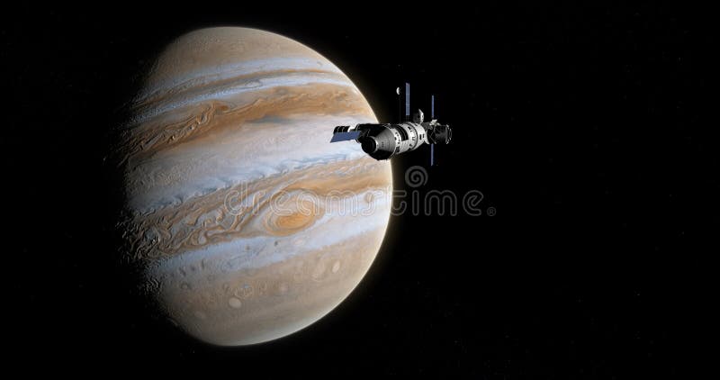 Space Station in Jupiter S Orbit Stock Illustration - Illustration of ...