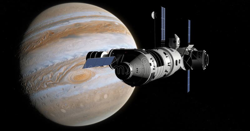 Space Station in Jupiter S Orbit Stock Illustration - Illustration of ...