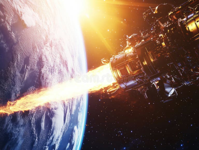 Space Station Shooting Comet Stock Photo - Image of exploration ...