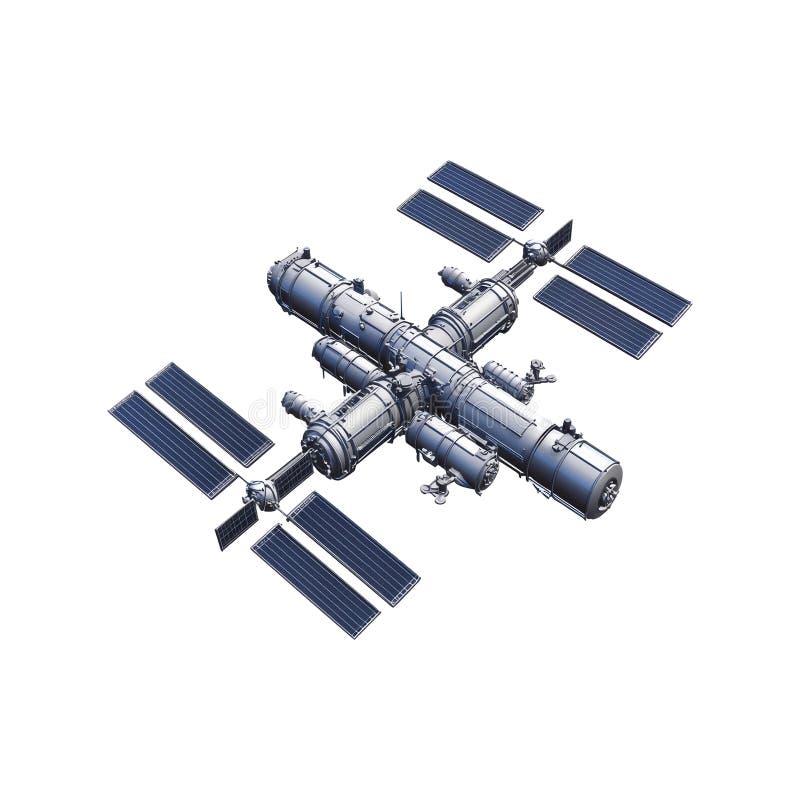 Space Station Model with Solar Panels. Advanced Space Exploration and ...