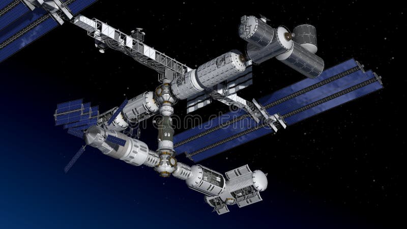 Space Station, Modular Satellite Stock Illustration - Illustration of ...