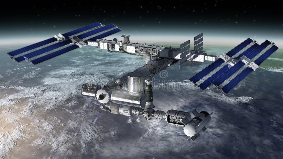 Space Station, Modular Satellite Stock Illustration - Illustration of ...