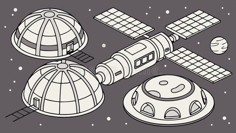 Space Station Modules, Orbital Outpost Vector Design Generative AI ...