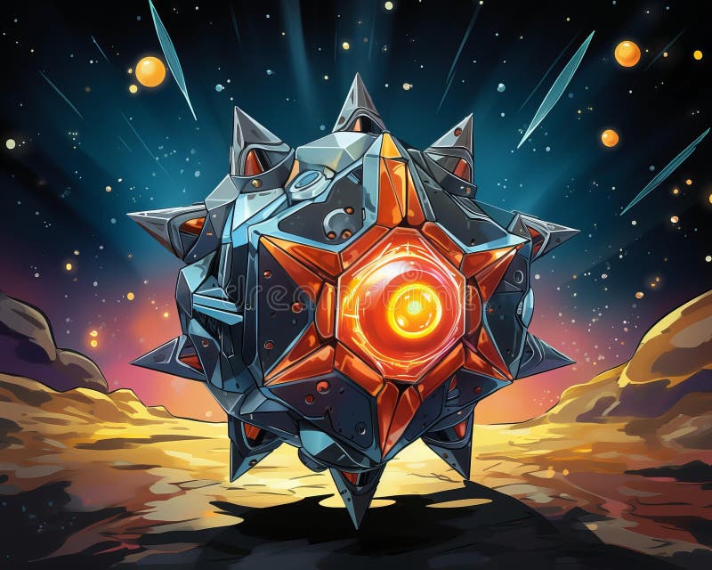 A Space Station with an Orange Star on Top of it Stock Illustration ...