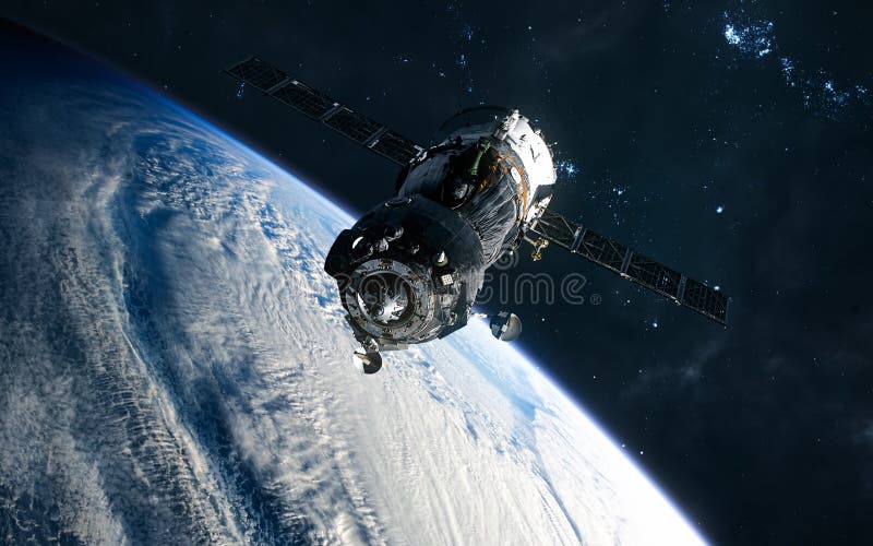 Space Station in Orbit of the Earth. Solar System Stock Photo - Image ...
