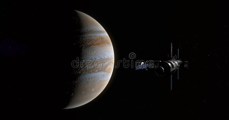 Space Station in Orbit of Jupiter Stock Illustration - Illustration of ...