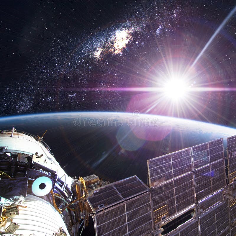 Space Station Orbiting Earth Editorial Stock Image - Image of russia ...