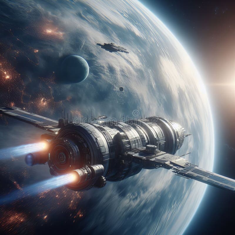 Space Station Orbiting Earth with Multiple Planets in View Stock Photo ...