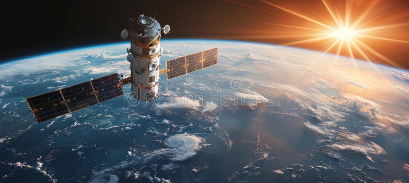 Space Station Orbiting Earth, Sunrise, Space Exploration, Technology ...