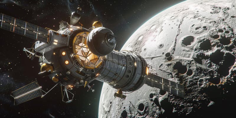 Space Station Orbiting Pluto Stock Illustration - Illustration of apollo, spaceship: 342996359