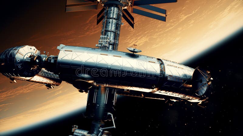 Space Station Orbiting Red Planet Stock Video - Video of interstellar ...