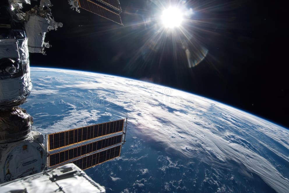 Space Station Orbits Earth, Capturing Sunrise and Cloud Formations ...