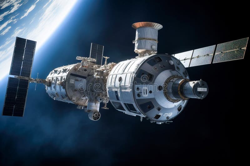 Space Station in Outer Space. Generative AI Stock Illustration ...