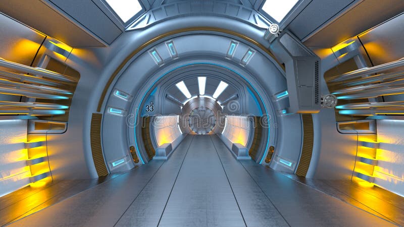 Space station passage stock image. Image of rendering - 78044457