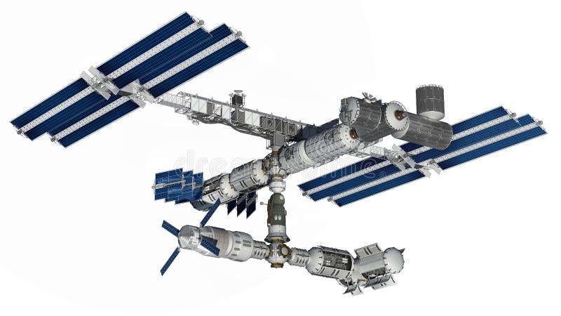 Space Station Satellite With Isolation Path On White Stock Illustration ...