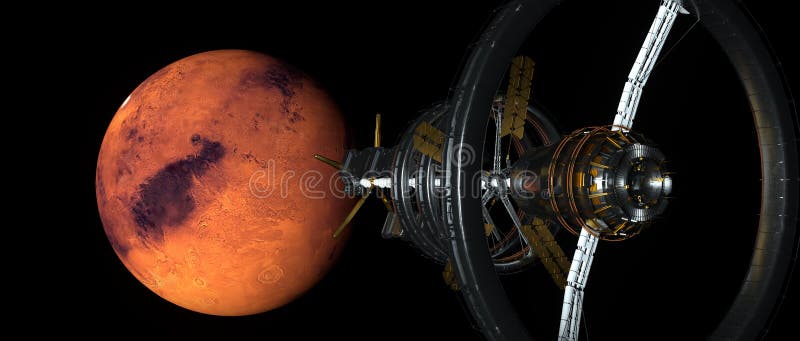 Space Station - Ship Approaching Mars. Extremely Detailed and Realistic ...