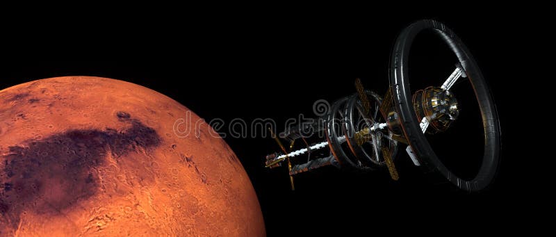 Space Station - Ship Approaching Mars. Extremely Detailed and Realistic ...