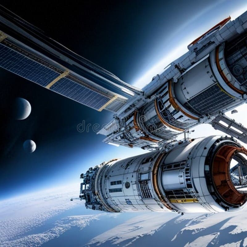 A Space Station, with Spaceships Coming and Going, Futuristic, High ...