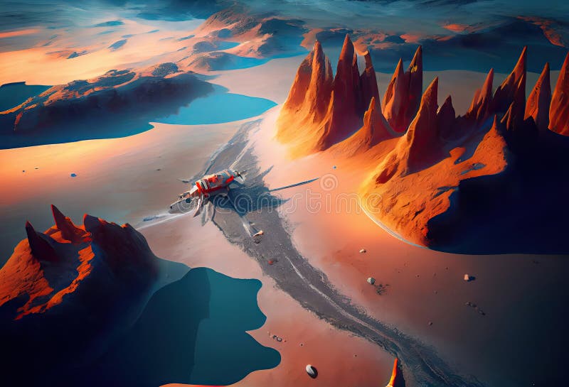 Space Station on the Surface of Mars. Generative Ai Art Stock ...