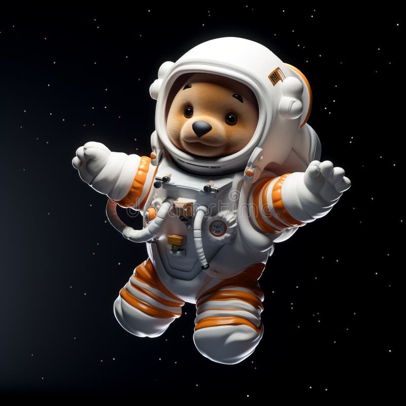 Space Station Teddy Bear: a 3d Astronaut in Zero Gravity Stock ...