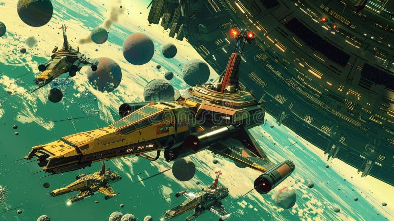 A Space Station Trading Hub for Gold with Spaceships Docking and ...