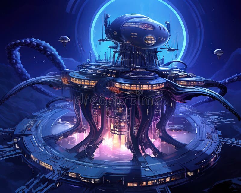 The Space Station Was Built in the Style of an Ocean Creature. Stock ...