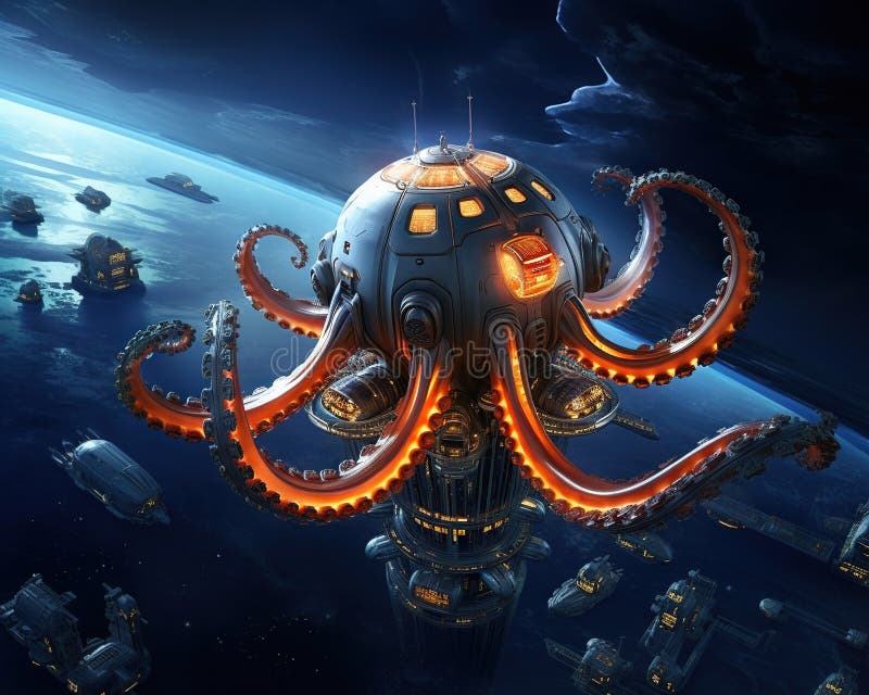 The Space Station Was Built in the Style of the Octopus. Stock ...