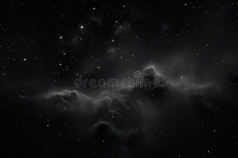 Space Stellar Background, Black Starry Sky with Interstellar Cloud ...