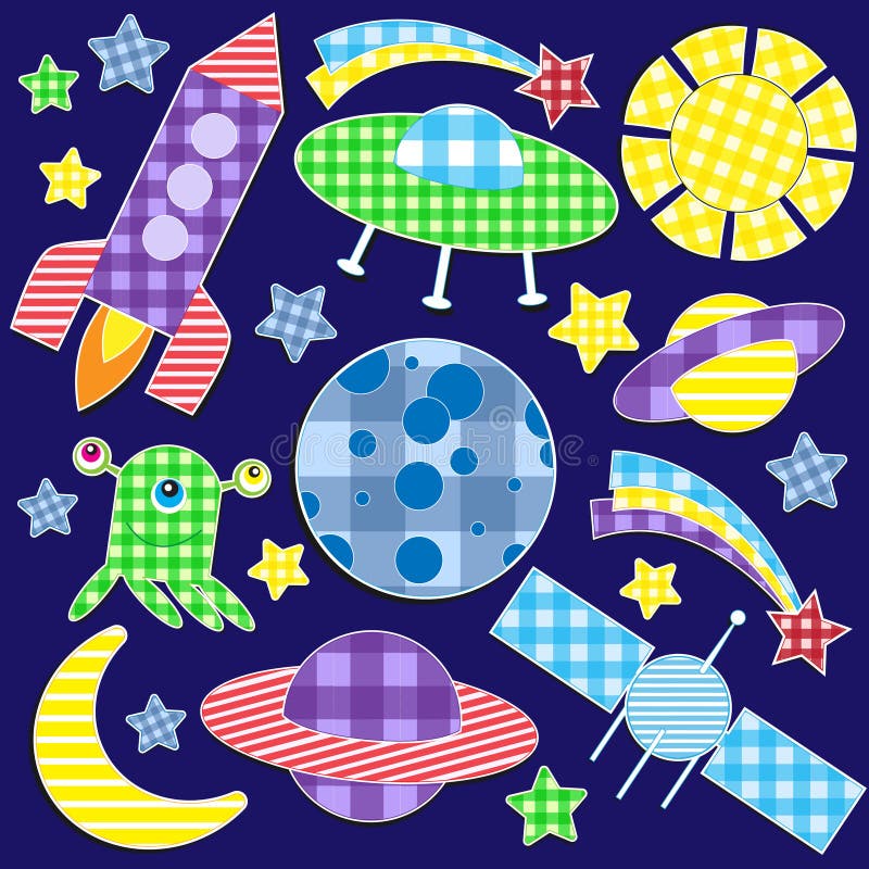 Space stickers stock illustration. Illustration of design - 22992564