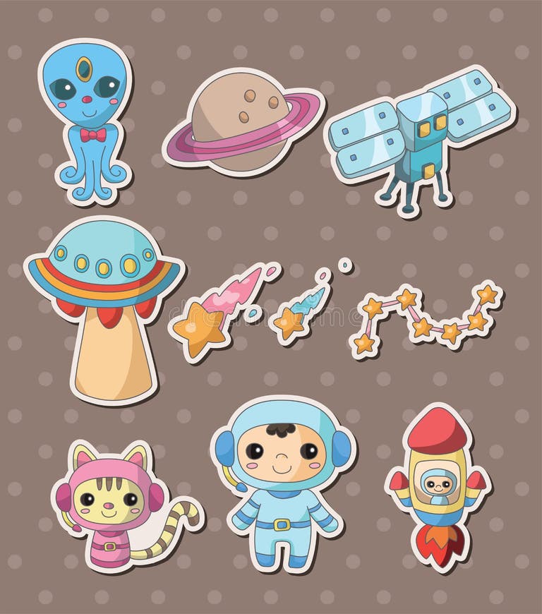 Outer Space Stickers Collection Stock Illustrations – 120 Outer Space ...