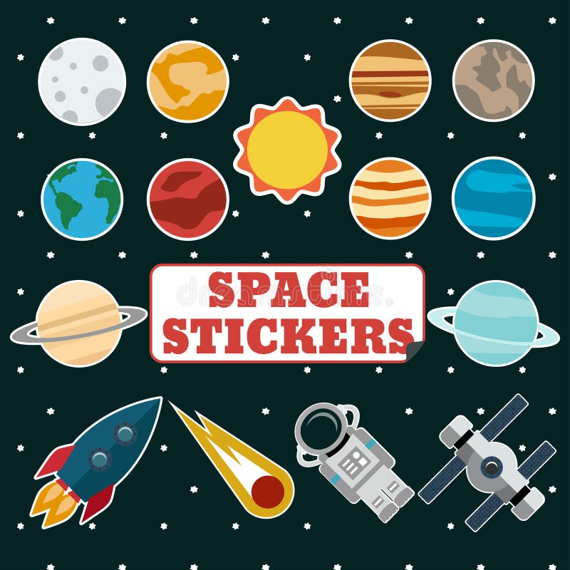 Space stickers stock vector. Illustration of graphic - 13847539