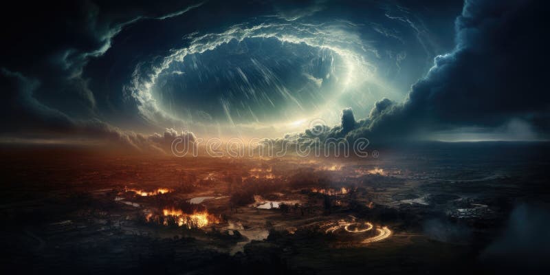 Space Storm or Cyclone Over the Planet. View from Space. Generative AI ...