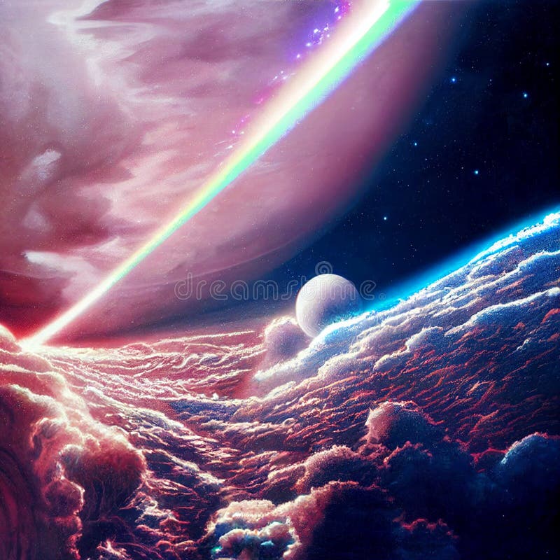 Space Storms Asteroid Storms Space Castles Archit Stock Image - Image ...