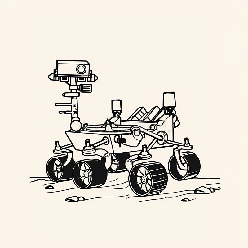 Space Style - a Black and White Drawing of a Mars Rover Stock ...