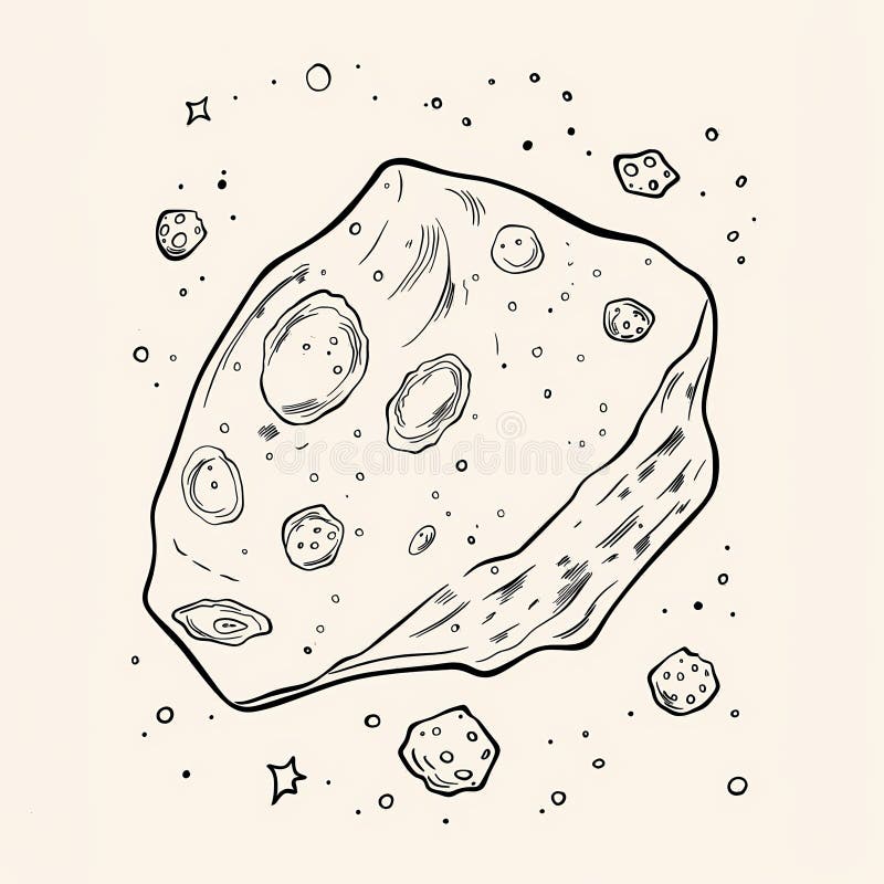 Space Style - a Black and White Drawing of a Rock with Spots and Stars ...