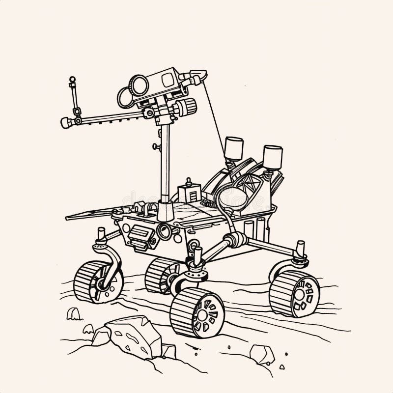 Space Style - a Drawing of a Mars Rover Stock Illustration ...