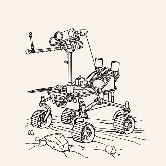 Space Style - a Drawing of a Mars Rover Stock Illustration ...