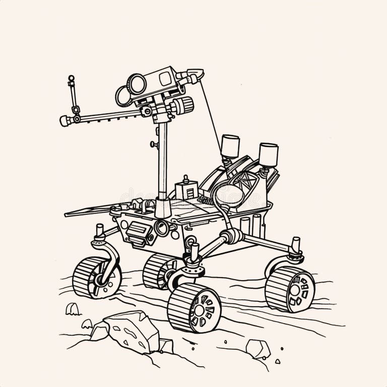 Space Style - a Drawing of a Mars Rover Stock Illustration ...