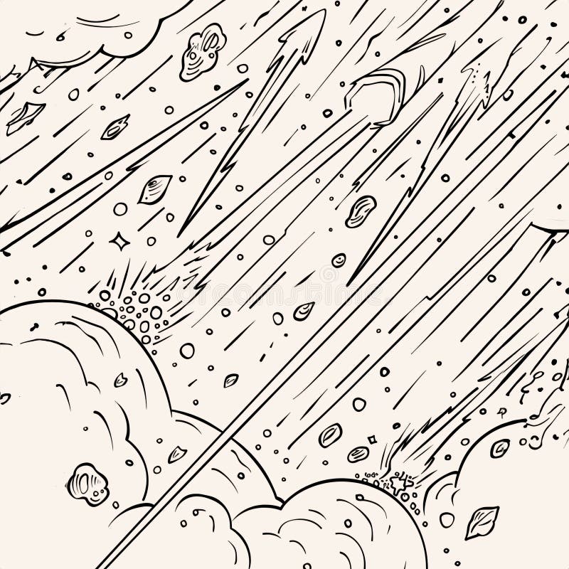 Space Style - a Drawing of Meteors and Clouds Stock Illustration ...