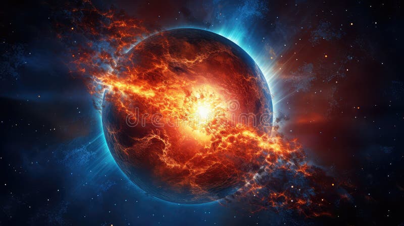 Space sun and blue earth stock illustration. Illustration of glowing ...