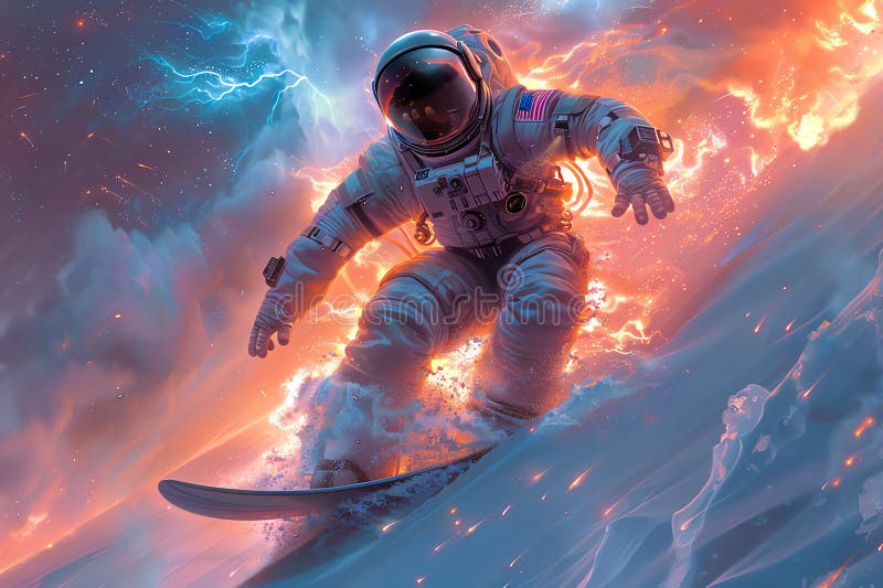 Space surfer, AI generated stock illustration. Illustration of ...